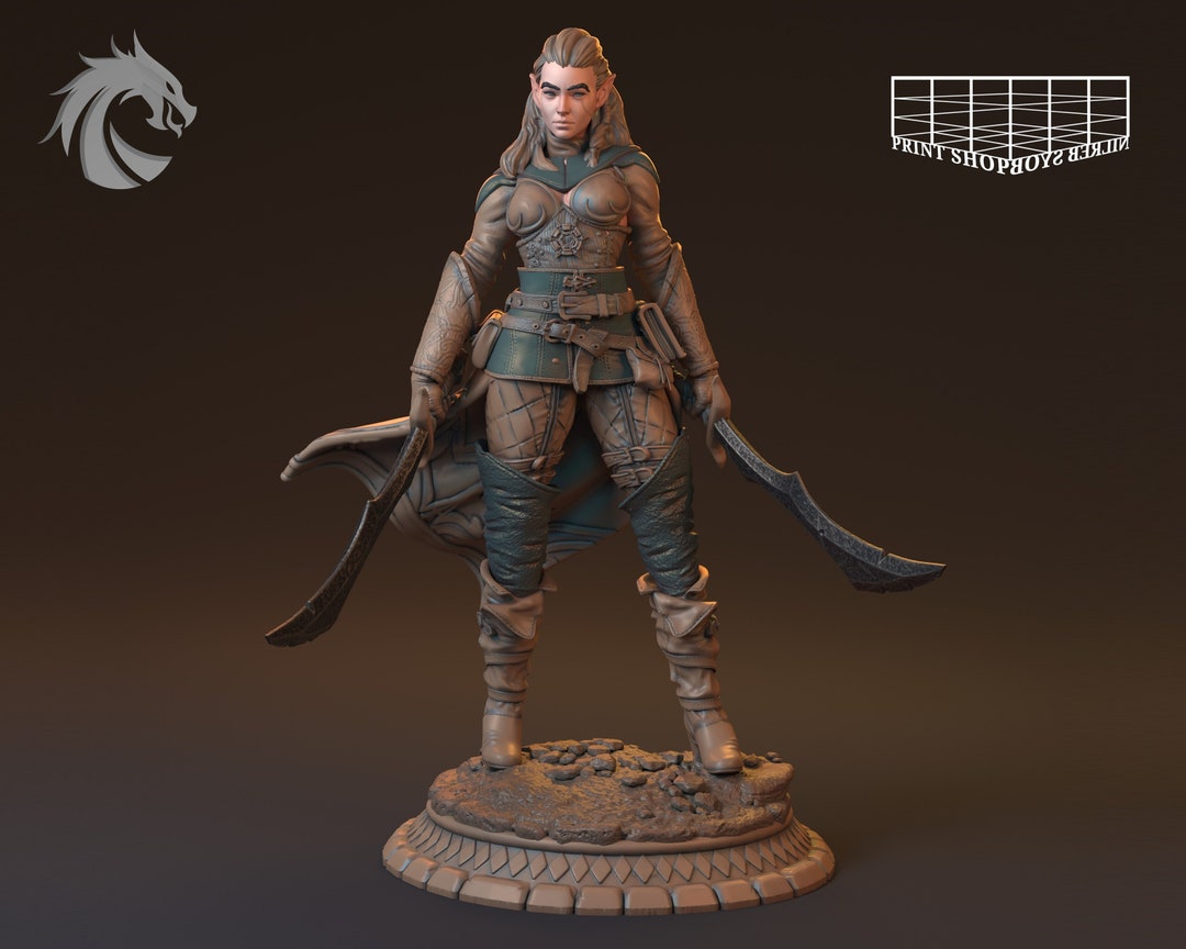 Elf Ranger Miniature | Female Wood Elf Fighter Alamanta Miniature | for ...