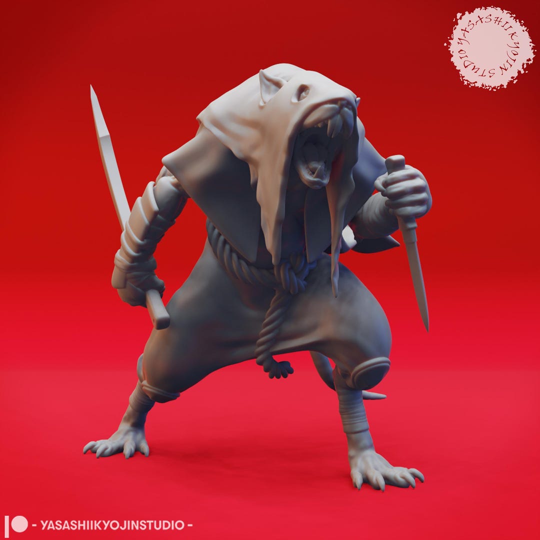 Sneaky Wererat Miniature | Humanoid Rat With Knives Miniature | Iconic ...