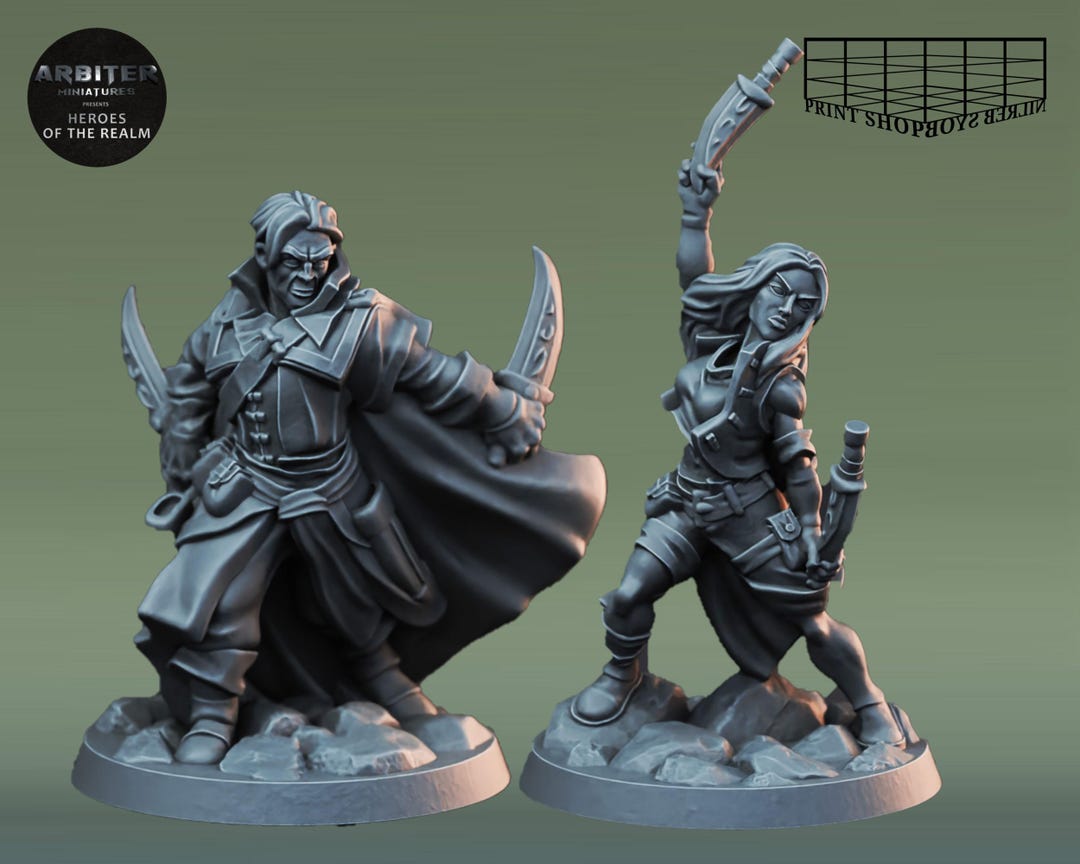 Villains With Dagger Miniature Set Soulknife Rogue Figure Pack Heroic ...