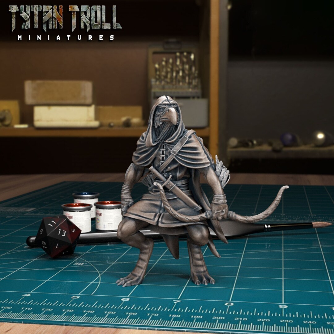 Birdfolk Ranger Miniature Set Raven Folk Archer Miniature Pack for D&D ...