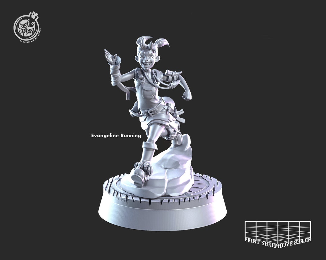 Cheerful Young Heroine in Motion Miniature | Running Female Beast ...
