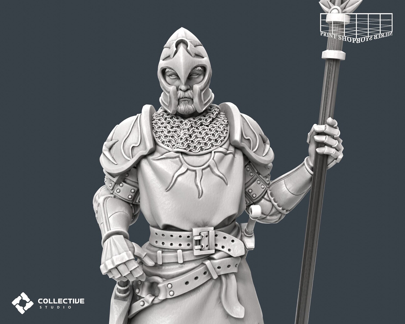 City Security Guard Miniature | Spear Guard Helmet Figure | Townsfolk ...