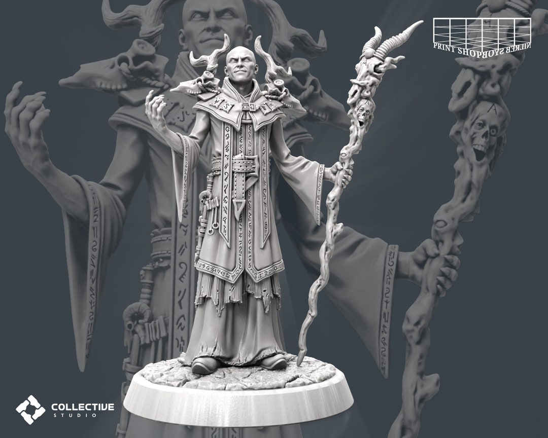 Necromancer Miniature | Dark Human Druid Figure | Heroic Character ...