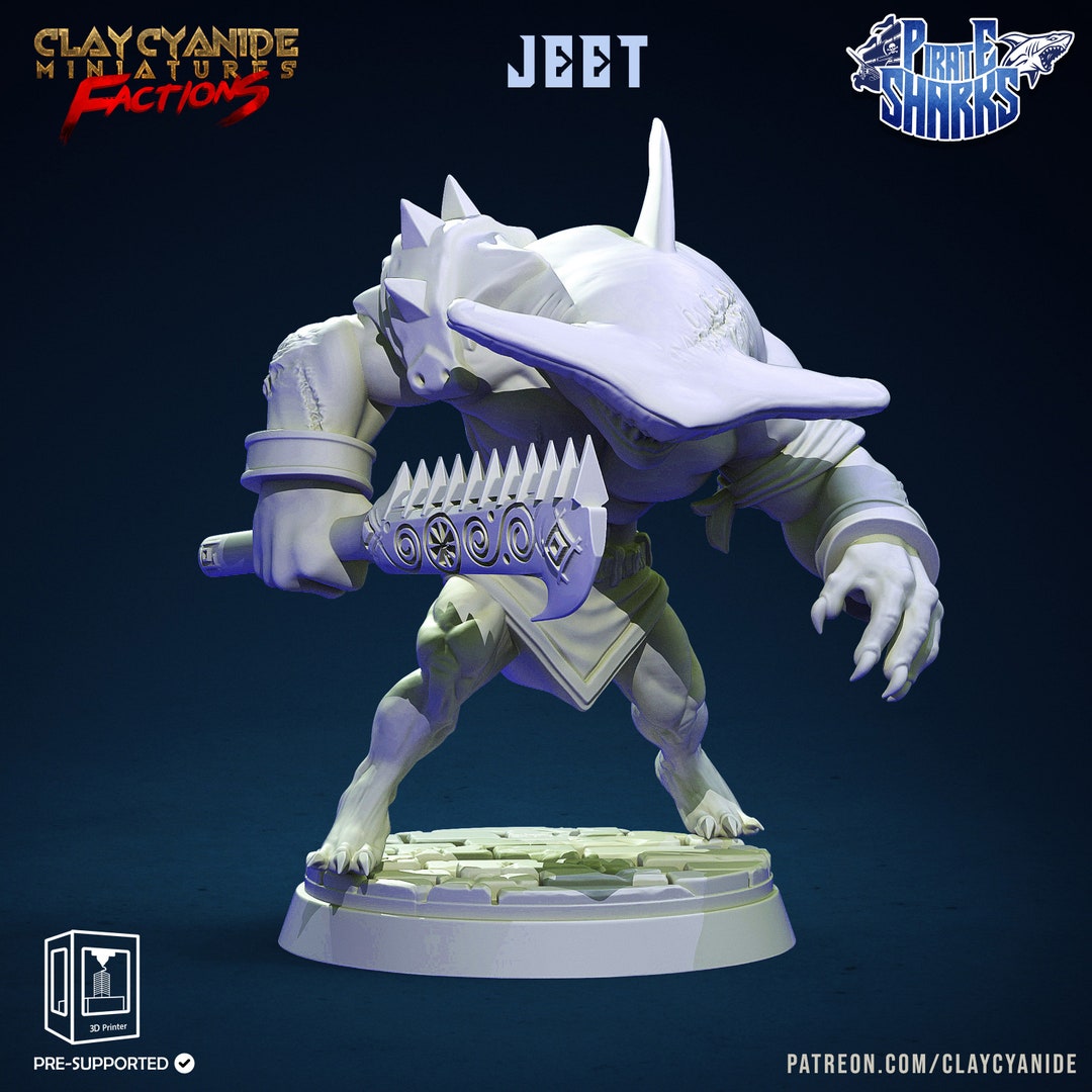 Shark Folk Hammerhead Miniature Pirate Shark Warrior Miniature for D&D ...