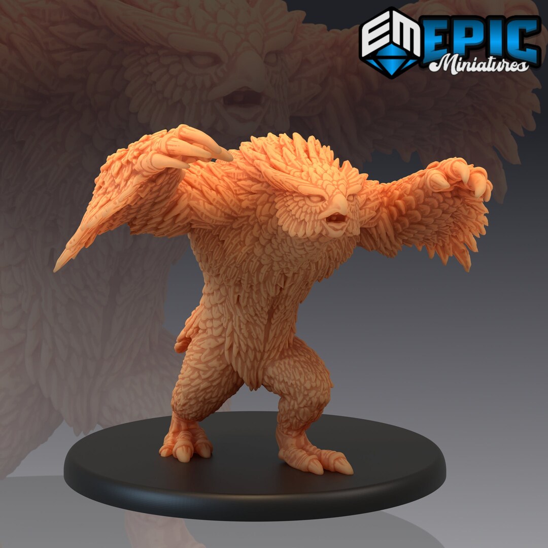 Owl Beast Miniature Giant Owl Attacking Miniature for D&D 5e ...