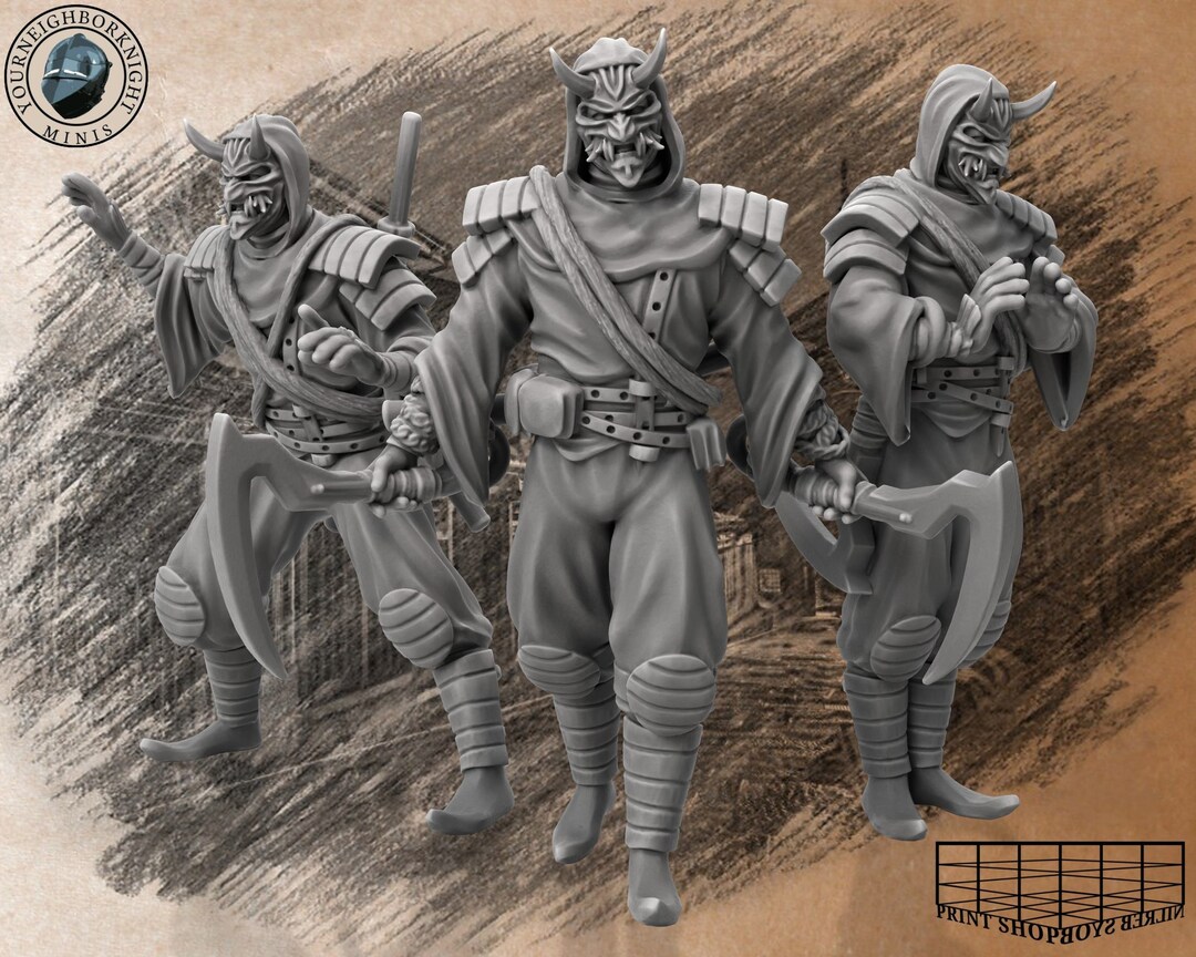 Oni Ninja Trio Miniature Set | Yokai Demon Miniature Pack | for D&D 5e ...