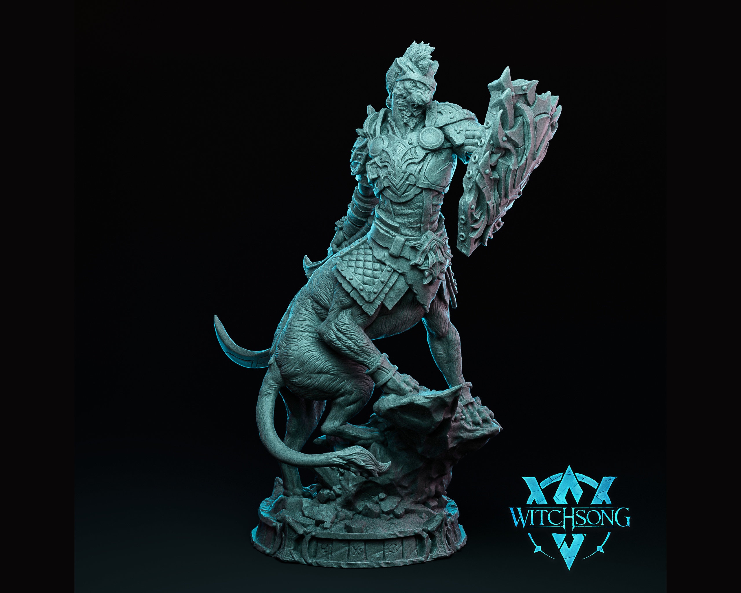 Lioness Hammer Fighter Miniature | Leonin Female Lieutenant With Hammer ...