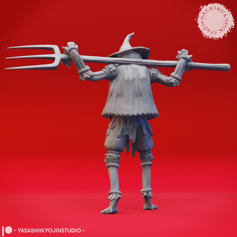 Scarecrow With Fork Miniature | Posing Scarecrow Construct Figure ...