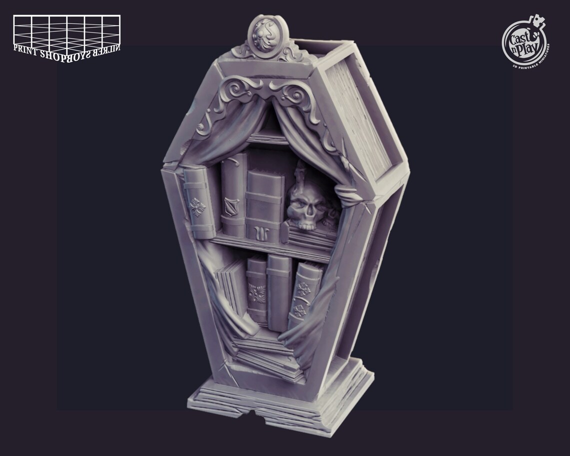 Bookshelf Miniature | Bookcase With Skull Candle Figure | Castle ...
