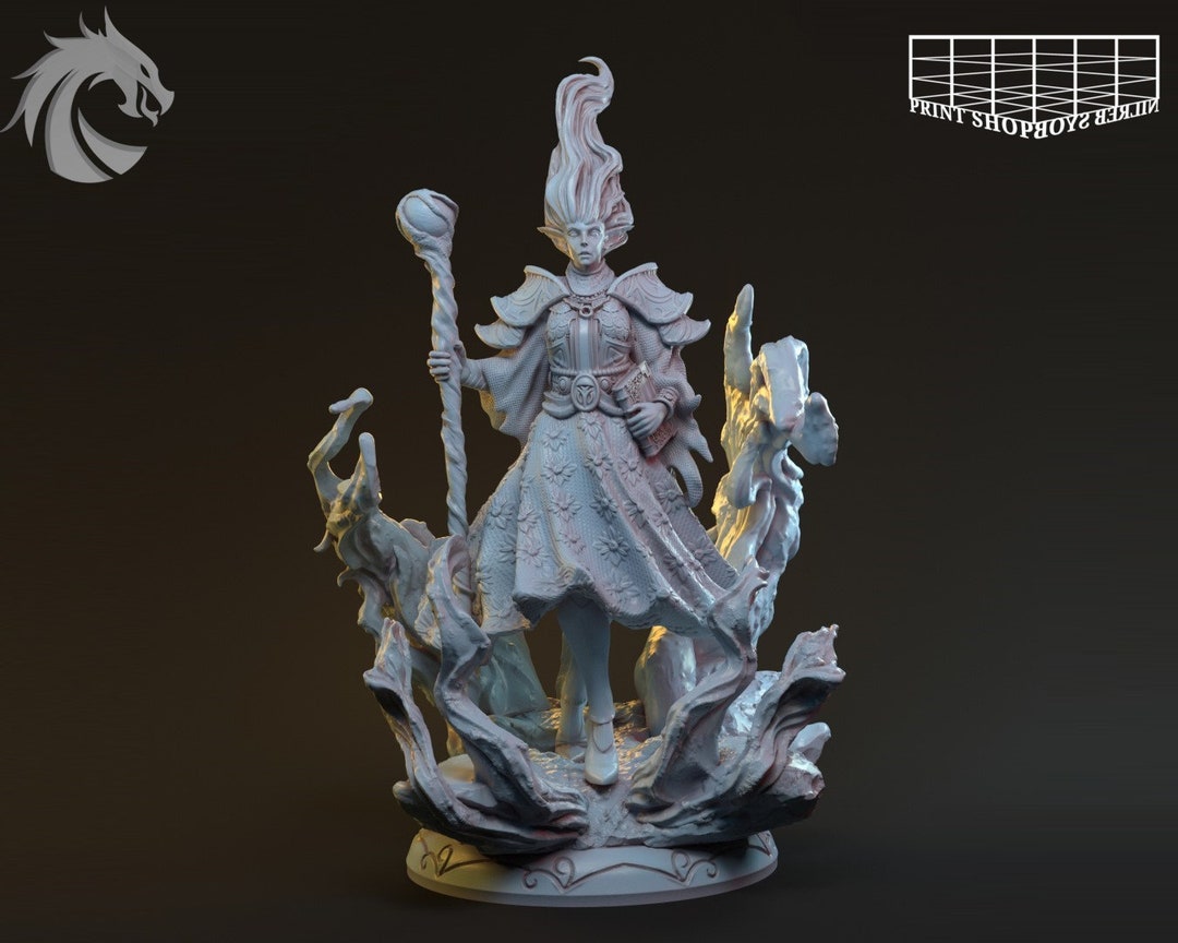 High Elf Master Mage Miniature Aasimar Wizard Figure Highly Detailed 3D ...