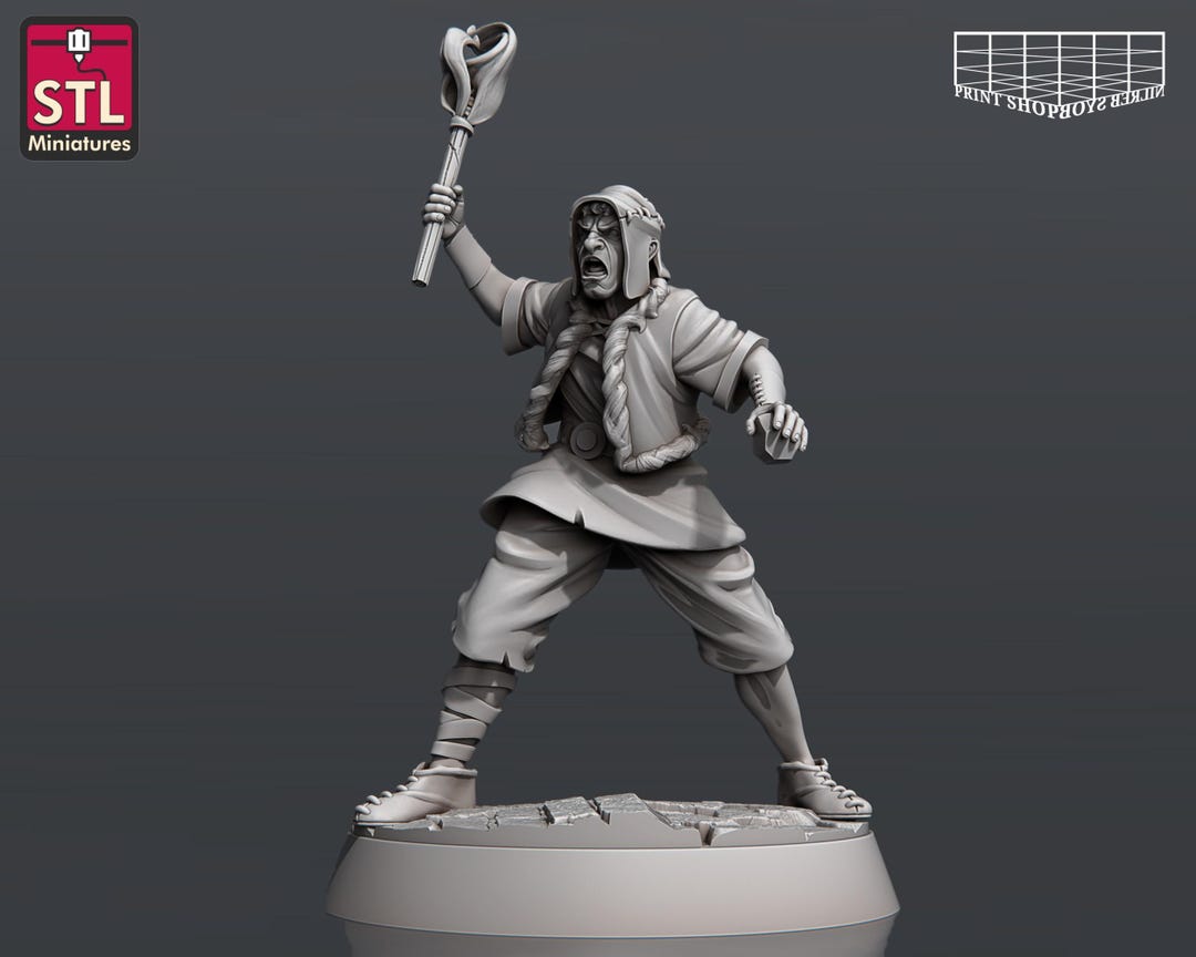 Angry Beggar Miniature | Riot Rebel With Torch Figure | NPC Townsfolk ...