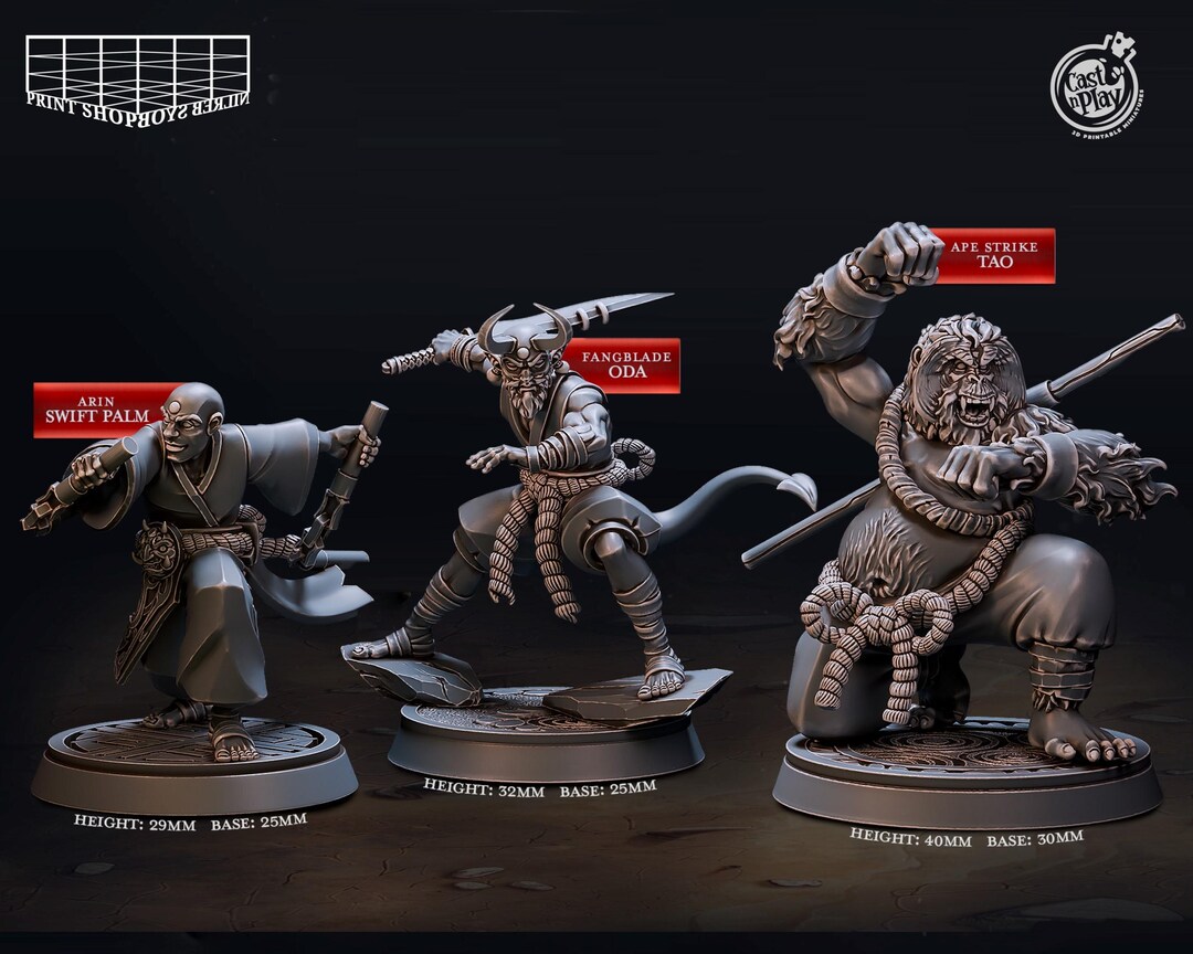 Outsider Monks Miniature Set | Fighting Monk Elite Squad Figure Pack ...