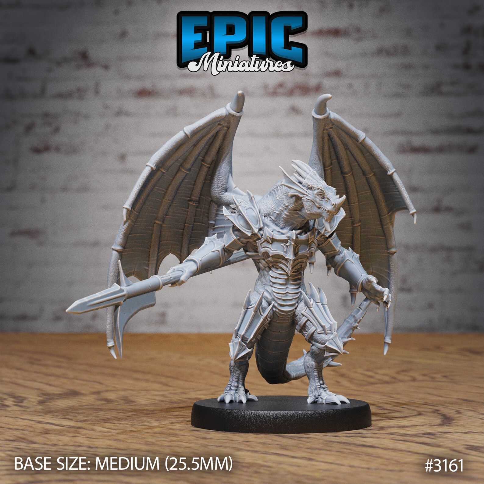 Dragon Fighter Miniature | Winged Dragonborn Fighter Miniature | for D ...