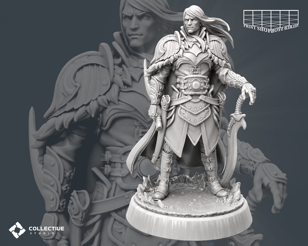 Elven Sword Fighter Miniature Dark Elf Swashbuckler Figure Hero for D&D ...
