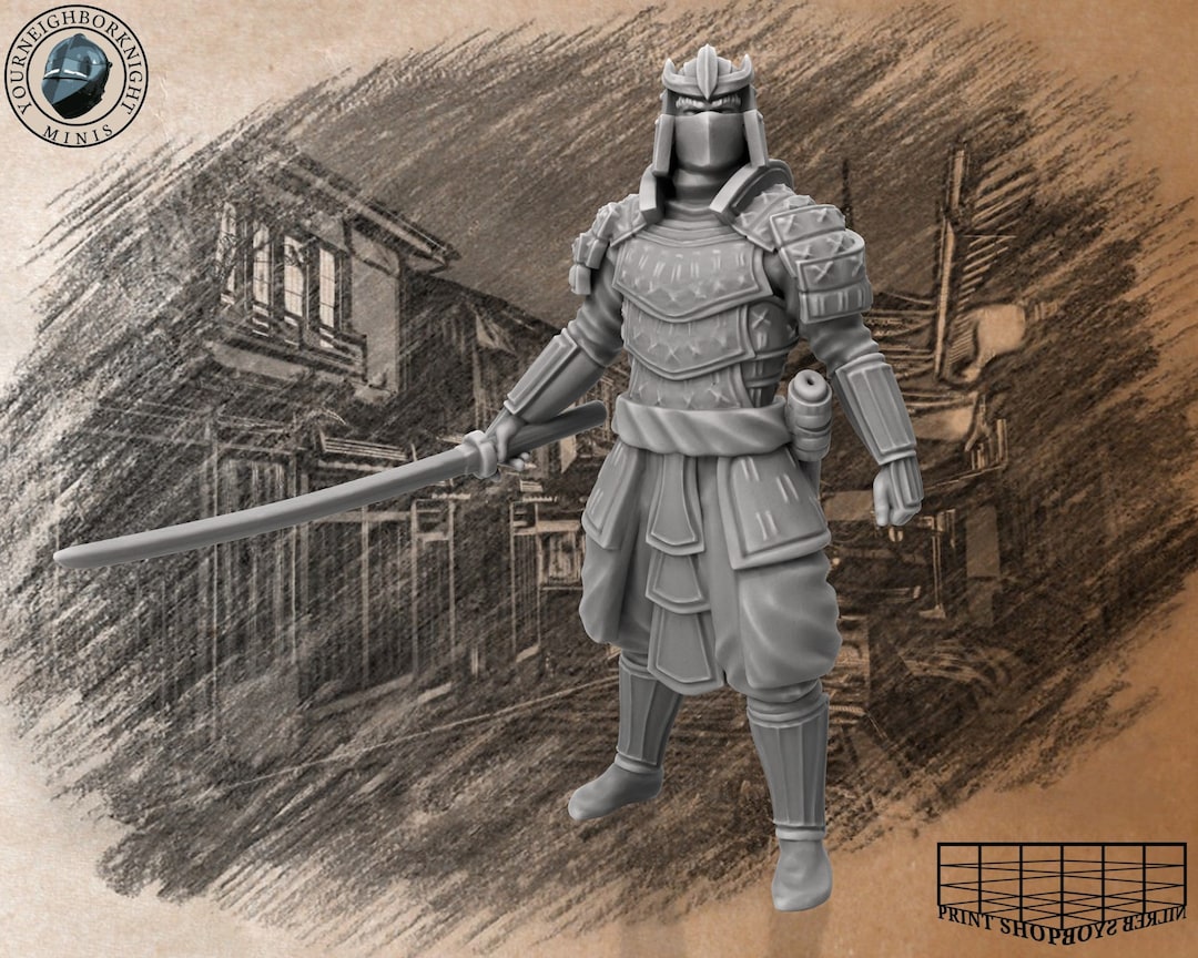Samurai With Heavy Armor Miniature Watchful Guardian Bushido for D&D 5e ...