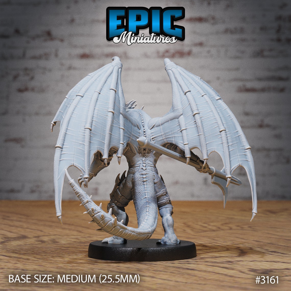 Dragon Fighter Miniature | Winged Dragonborn Fighter Miniature | for D ...
