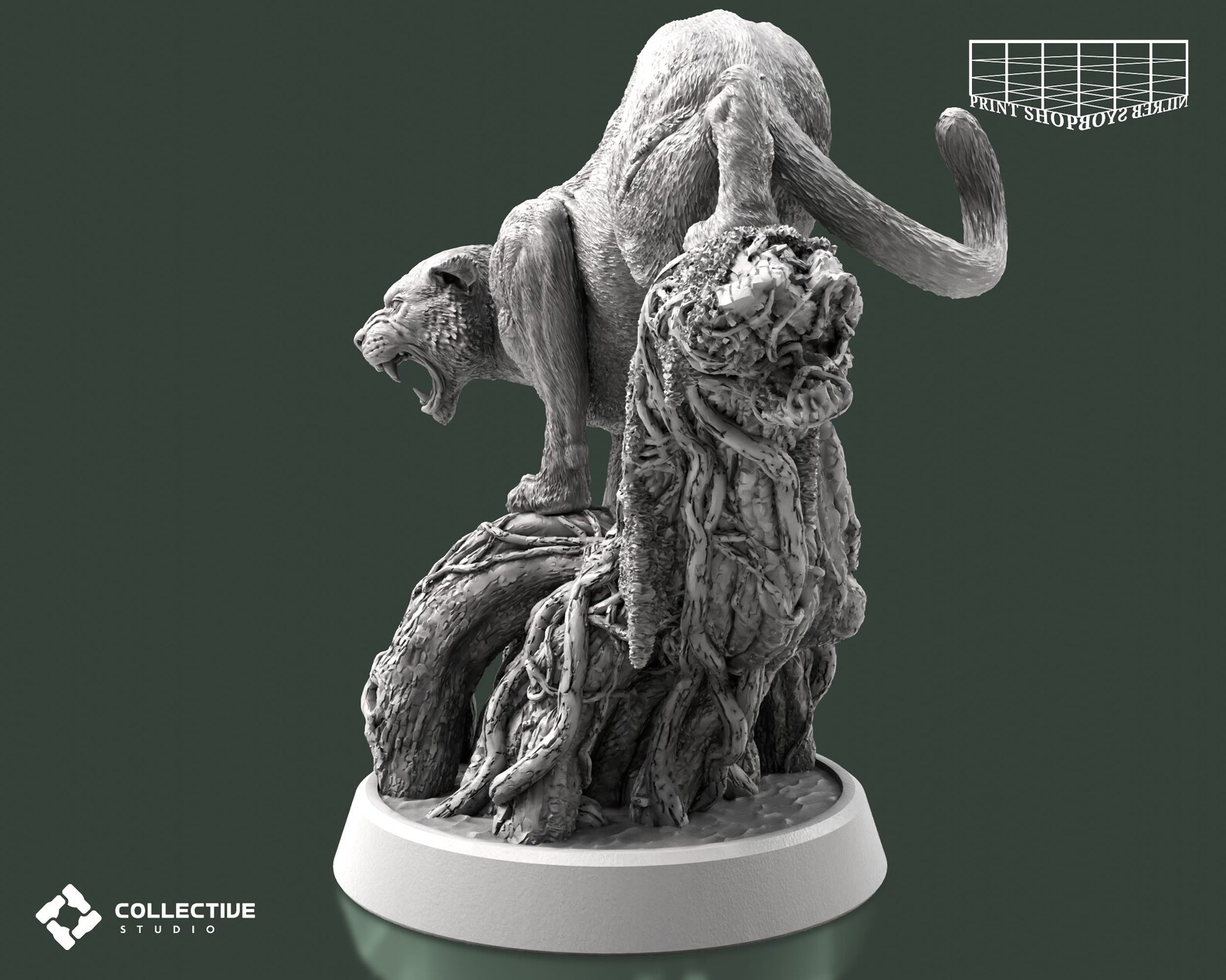 Hissing Panther Miniature | Jaguar Walking on a Tree Figure | Jungle ...