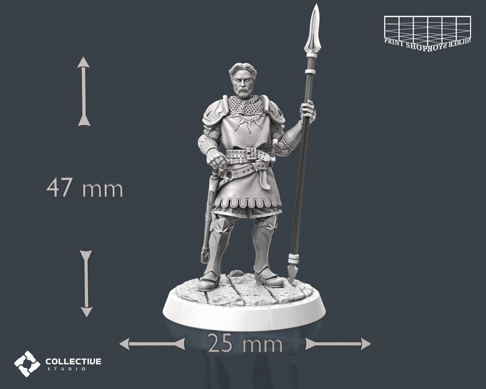 City Security Guard Miniature | Spear Guard Helmet Figure | Townsfolk ...