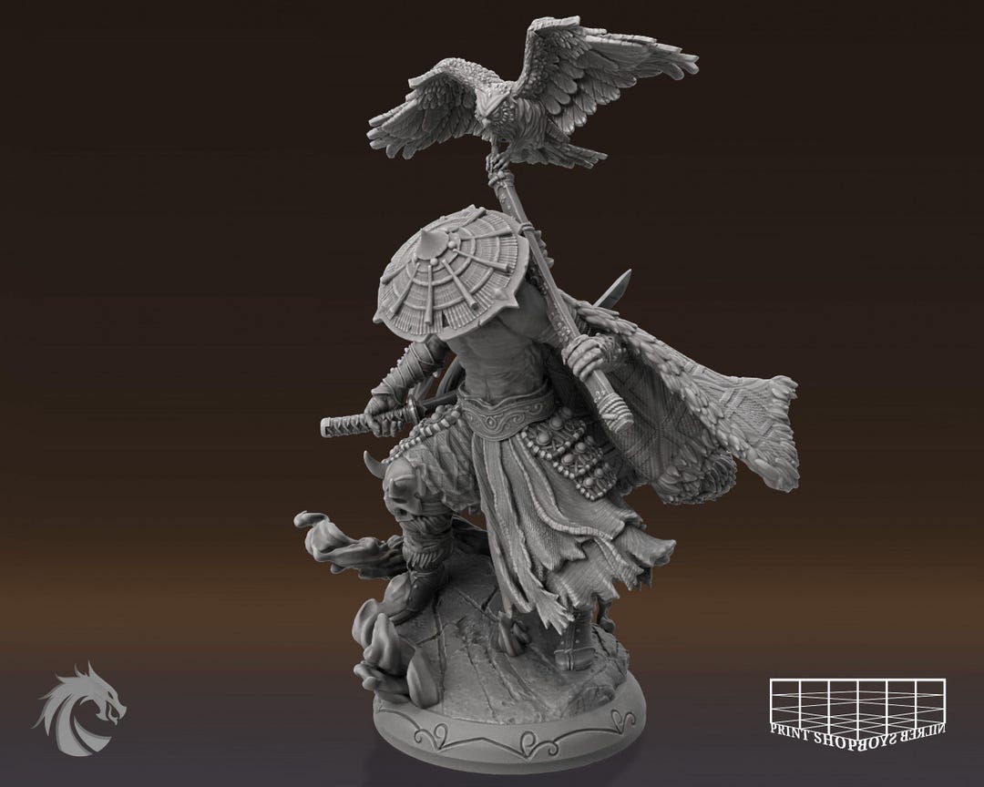 Lone Japanese Warrior Miniature | Ronin Fighter With Owl Miniature ...