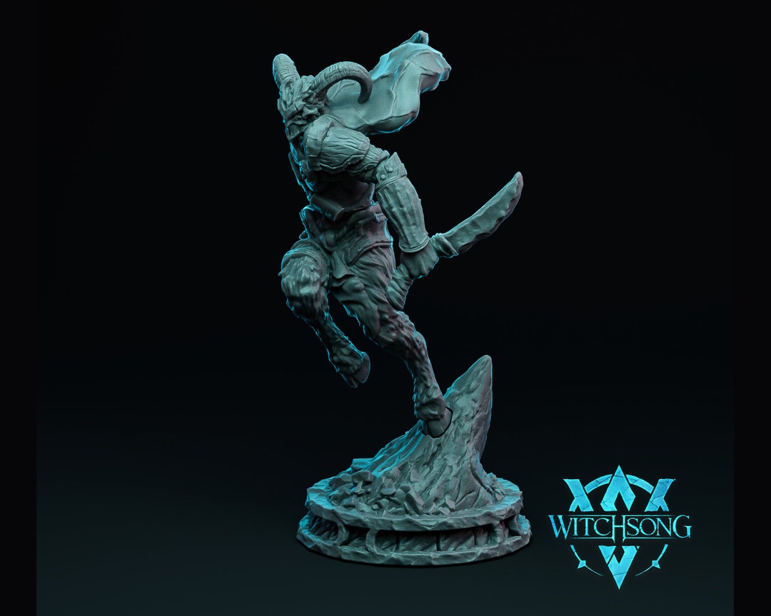 Attacking Faun Assassin Miniature | Satyr Rogue Figure | for D&D 5e ...