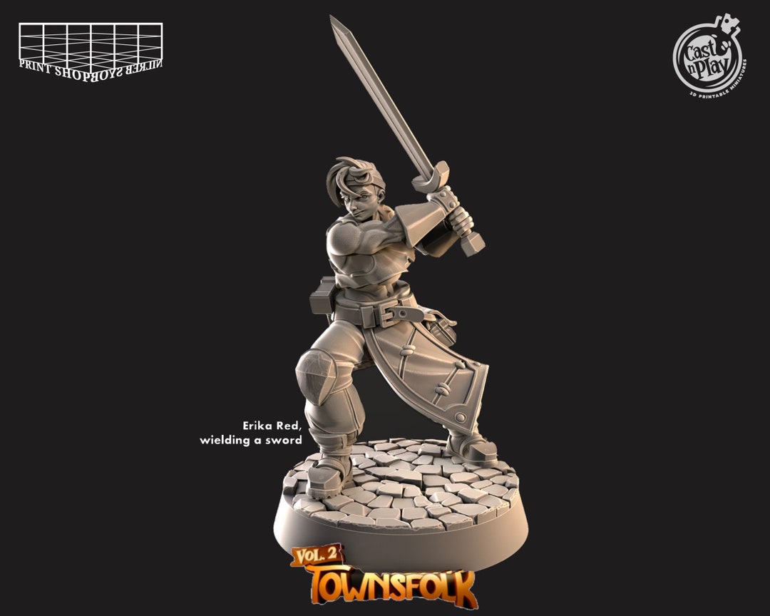 Blacksmith Erika With Two-handed Sword Miniature | Female Blacksmith ...