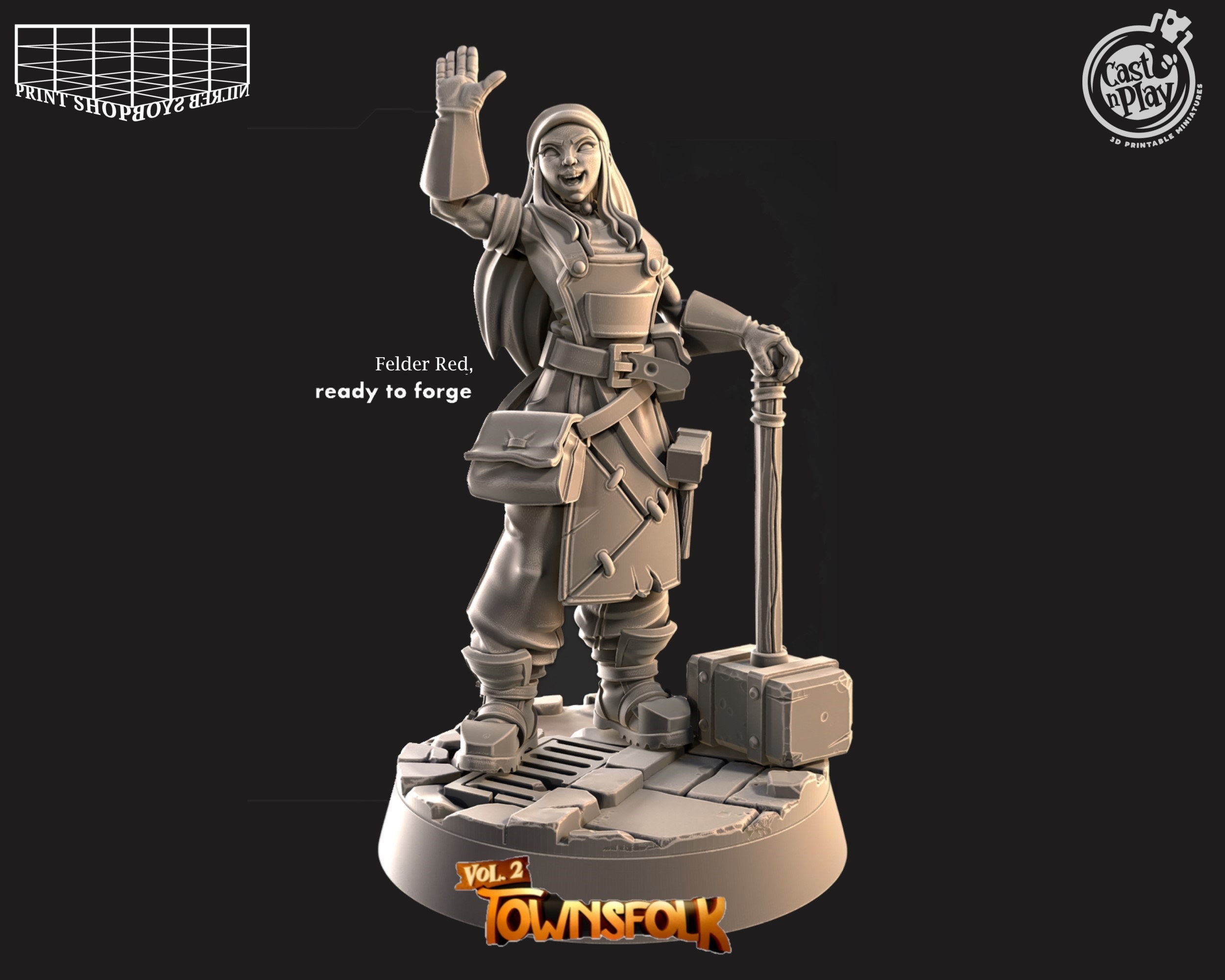 Master Blacksmith Carol With Hammer Miniature | Female Blacksmith ...