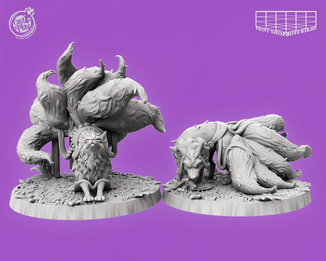 Kitsune Princess Miniature Set | Royal Nine-tailed Fox Figure Pack ...