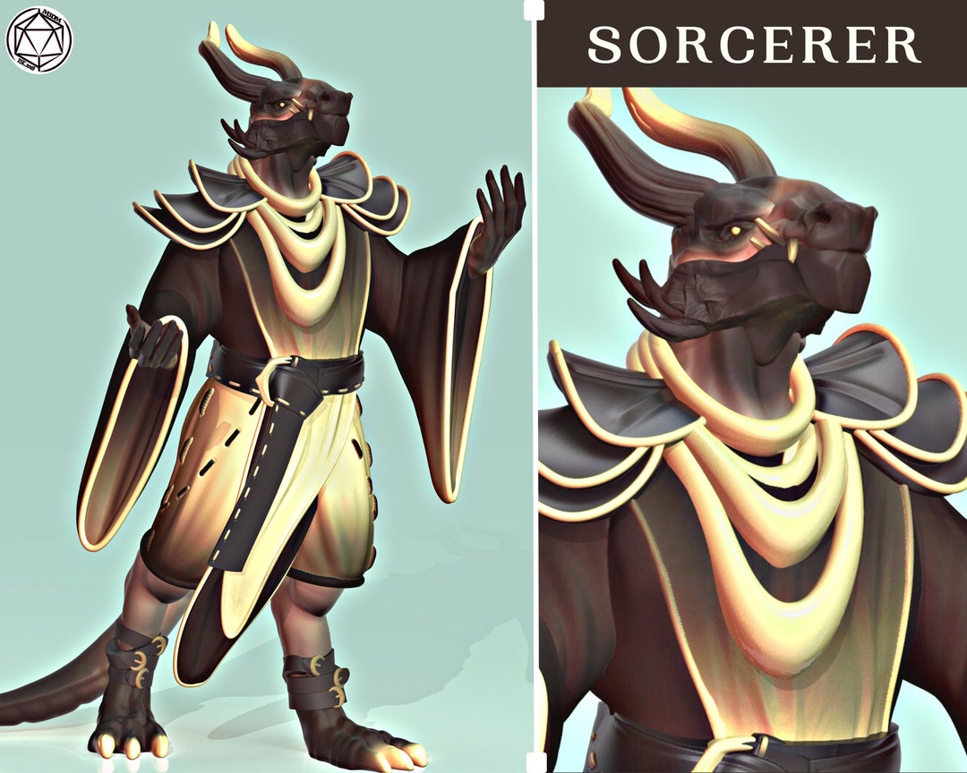 Half Dragon Mage Miniature Half-dragon Wizard Miniature Heroic ...