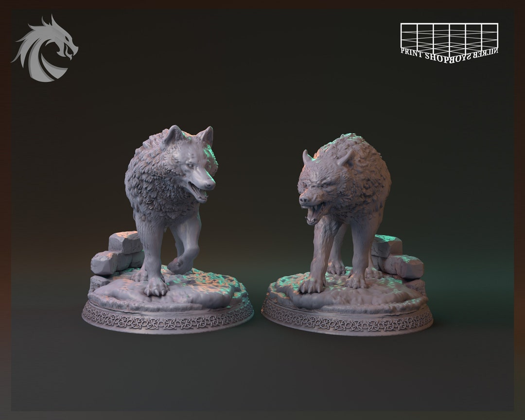 Wolf Companion Set Miniature Wolf Pair Miniature Set for D&D 5e ...