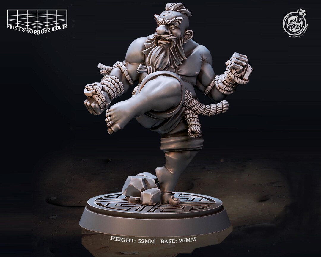 Kickboxer Dwarf Miniature | Dwarf Monk Way of the Iron Body Figure ...
