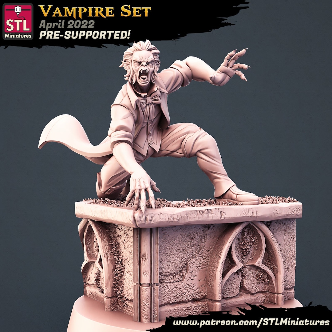 Lurking Vampire Miniature Uprising Vampires Undead Horde STL Miniatures ...