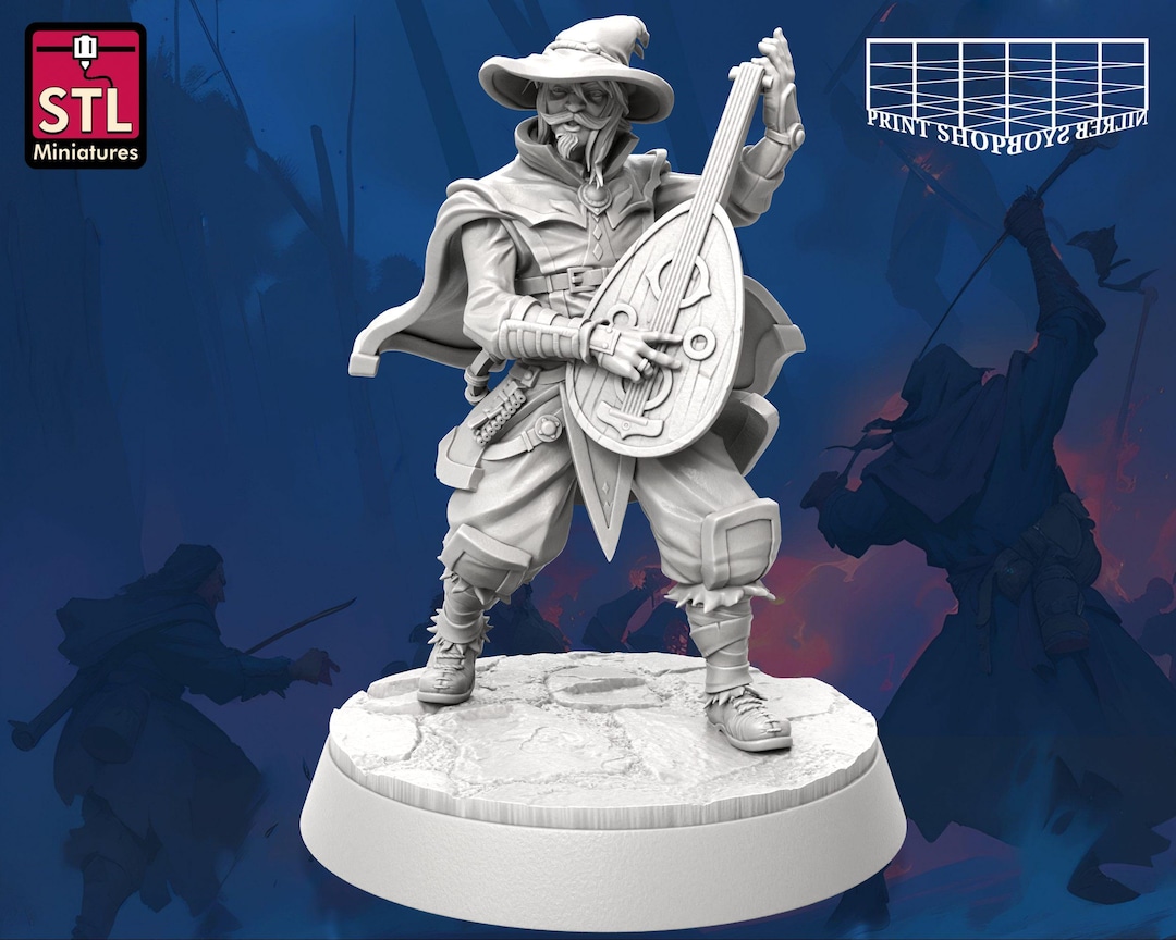Lute Playing Bard Miniature | Sonancer Figure | Heroic Character ...