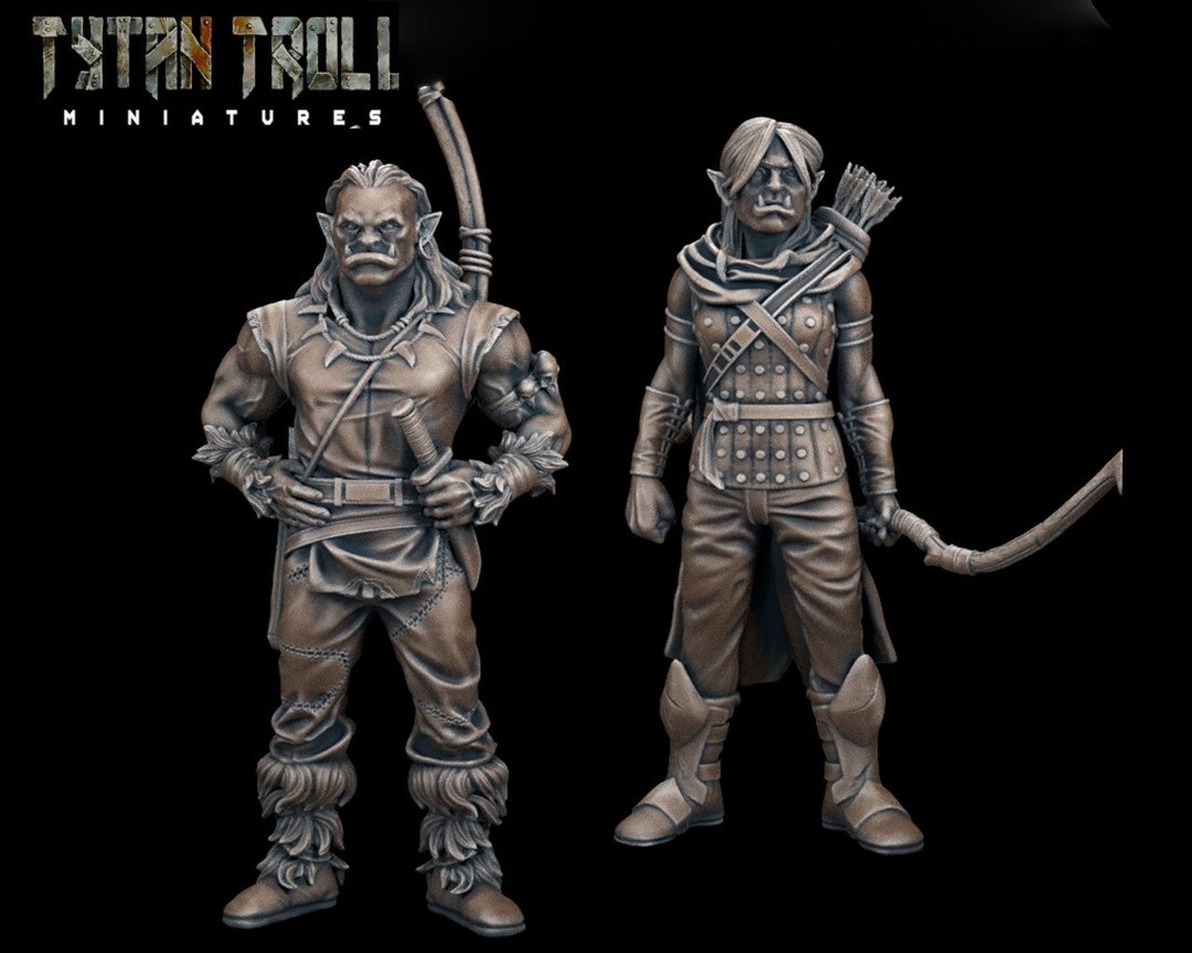 Orc Ranger Miniature Set Half-orc Ranger Miniature Pack for D&D 5e ...