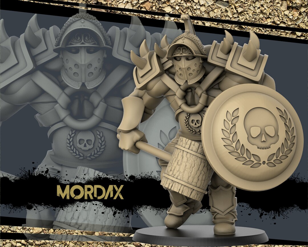 Mordax Gladiator With Hammer and Shield Miniature Hammer Fighter ...