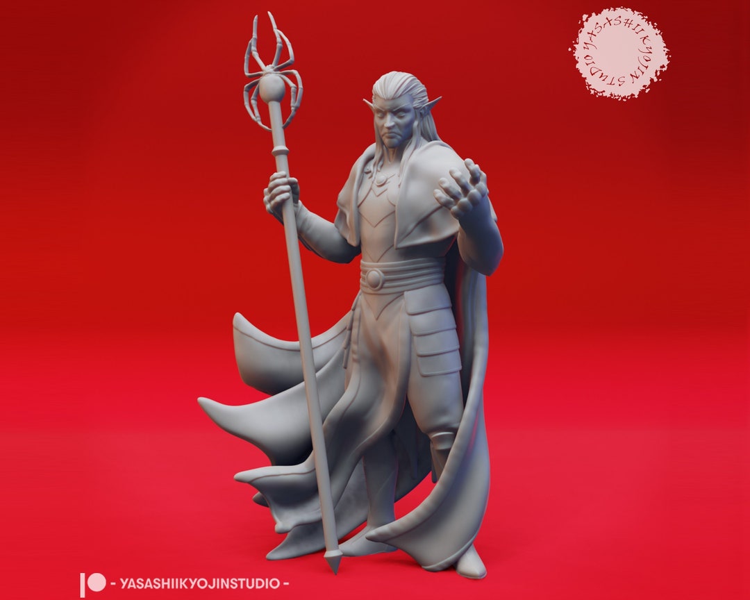 Dark Elf Wizard Miniature Dark Elf Wizard Miniature Black Spider BBEG ...