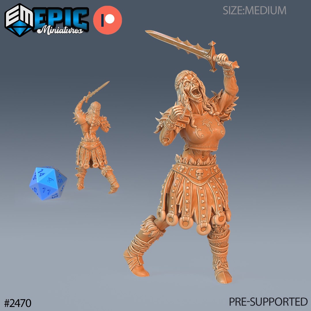 Female Zombie Knight Miniature | Zombie Knight Female Angry Miniature ...