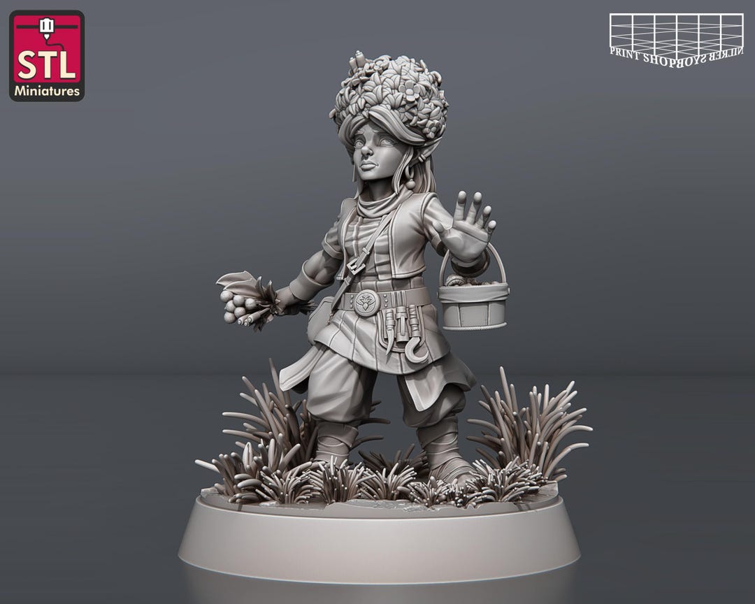 Druid With Medicinal Herbs Miniature | Female Halfling Herbalist Figure ...