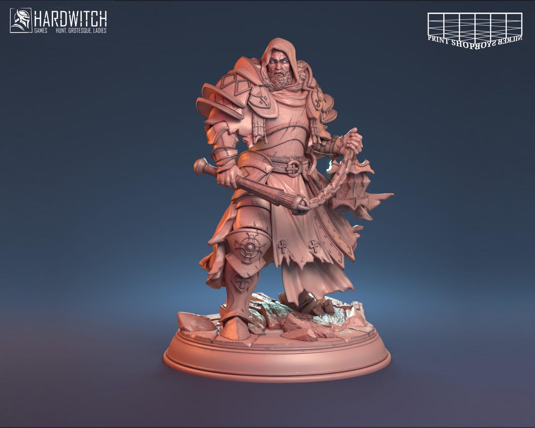 War Domain Cleric Trager Miniature Human Mace Fighter Figure for D&D 5e ...