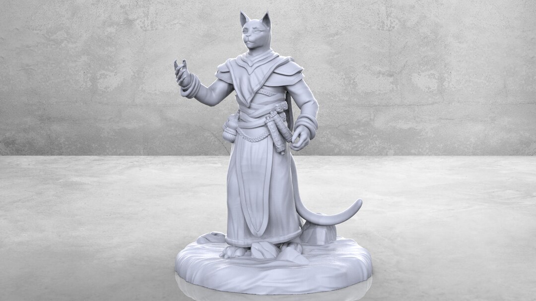 Cat Folk Wizard Miniature Catfolk Sorcerer Miniature Heroic Character ...