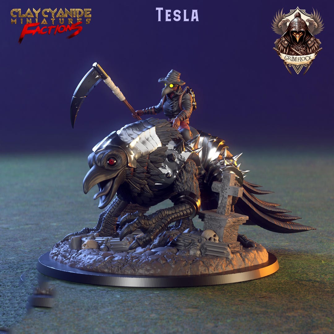 Mounted Bird Folk Hunter Miniature | Mounted Ravenfolk Reaper Miniature ...