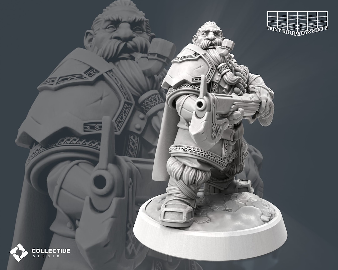 Dwarf Ranger Miniature Dwarven Gunslinger With Pipe Figure Heroic ...