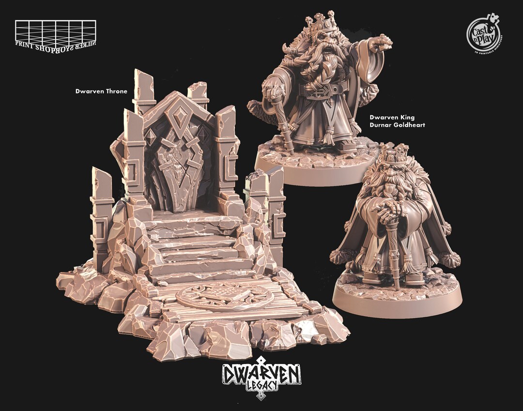 Old Dwarf King With Throne Miniature Set Wise King of the Underdark ...