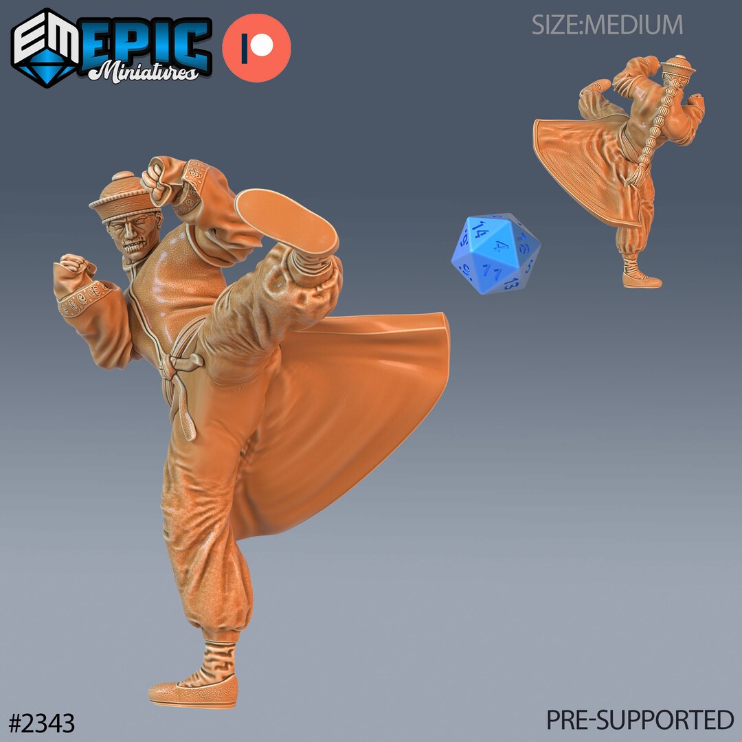 Zombie Monk Miniature Zombie Monk Kick Miniature for D&D 5e, Pathfinder ...