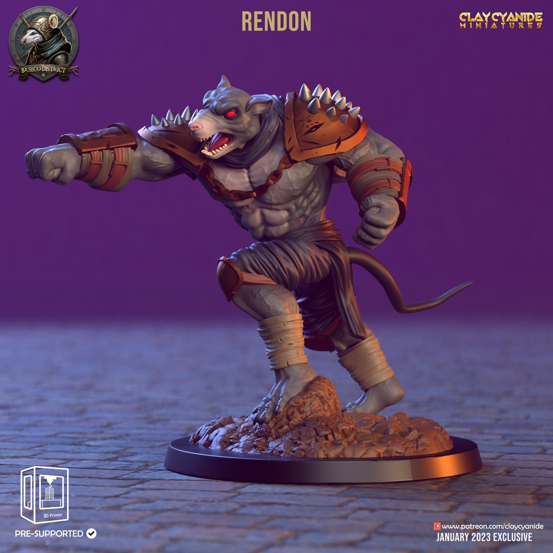 Ratfolk Thug Rendon Miniature Ratfolk Champion Miniature for D&D 5e ...