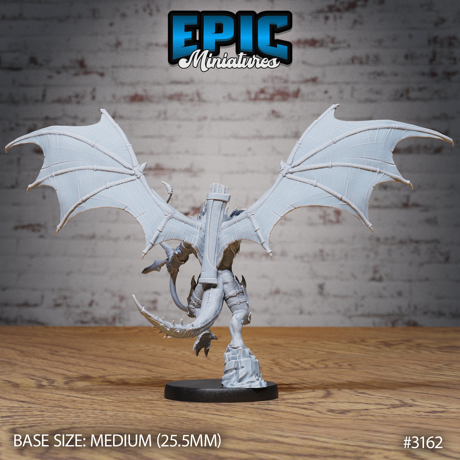 Dragon Fighter Miniature | Winged Dragonborn Fighter Miniature | for D ...