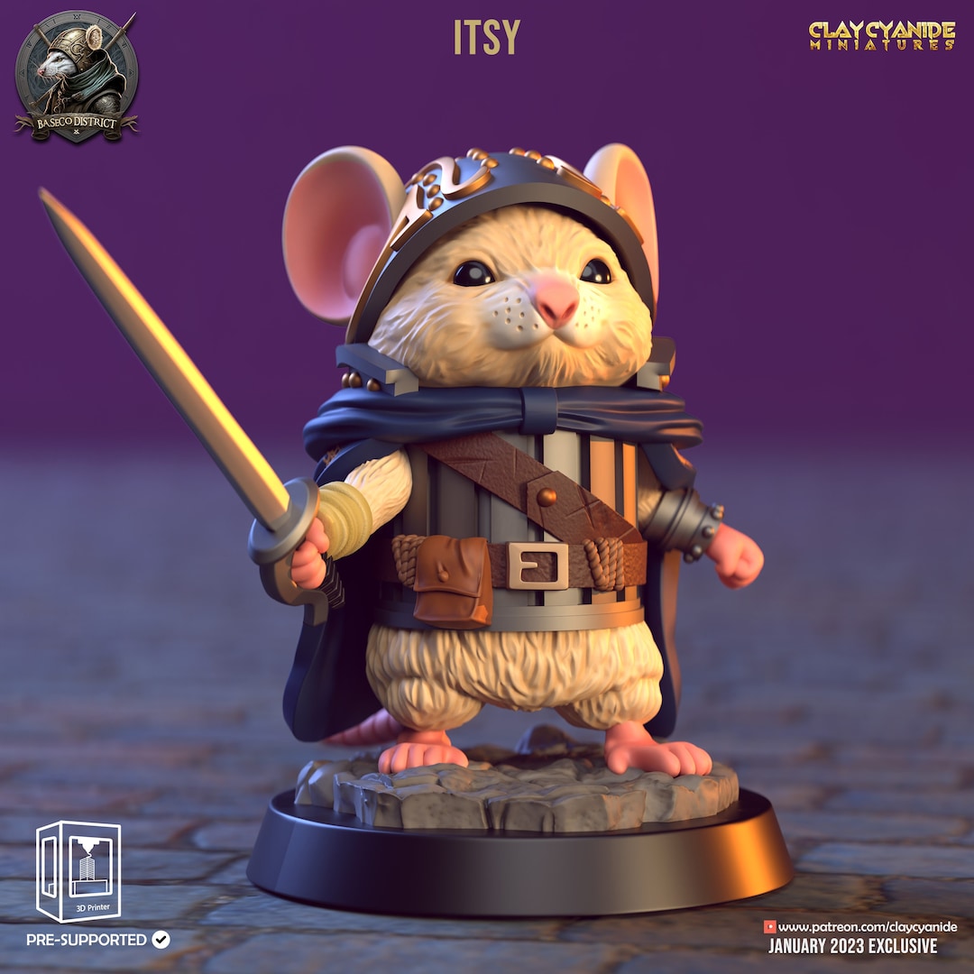 Itsy, the Brave Mouse Knight Miniature | Mice Adventurer Miniature ...