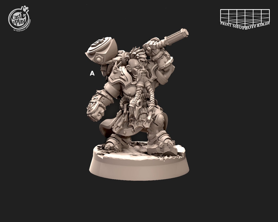 Angry Dwarf Fighter With Hammer Miniature Underdark Duergar Barbarian ...