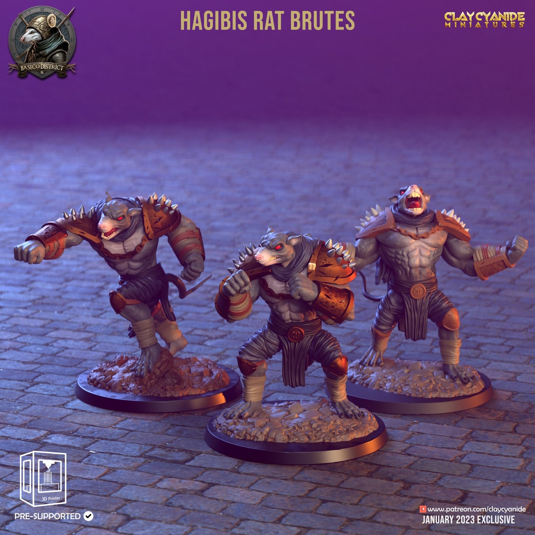 Ratfolk Thug Miniature Set Ratfolk Brute Miniature Pack for D&D 5e ...