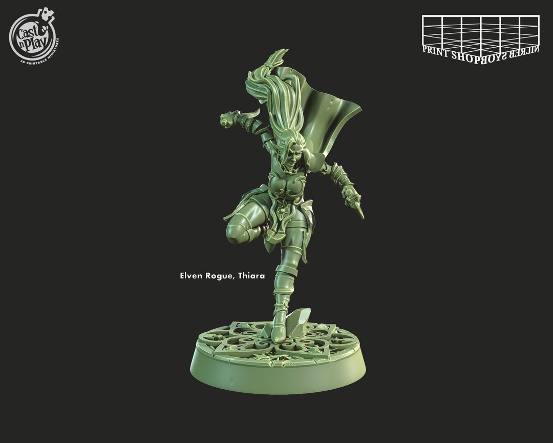 Elf Assassin With Daggers Miniature | Female Wood Elf Rogue Figure ...