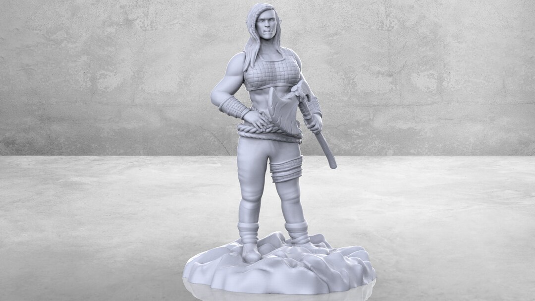 Half-orc Barbarian Miniature Female Half-orc Barbarian Miniature Heroic ...